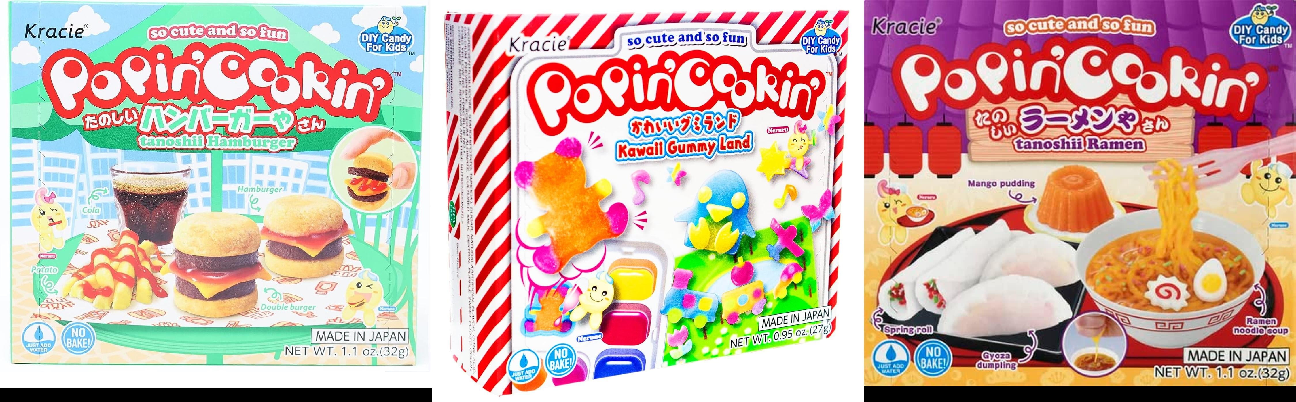 3 Pack Kracie Popin Cookin DIY Candy Kit, 3 Mixed Flavor (Hamburger,Kawaii Gummy Land,Ramen ...