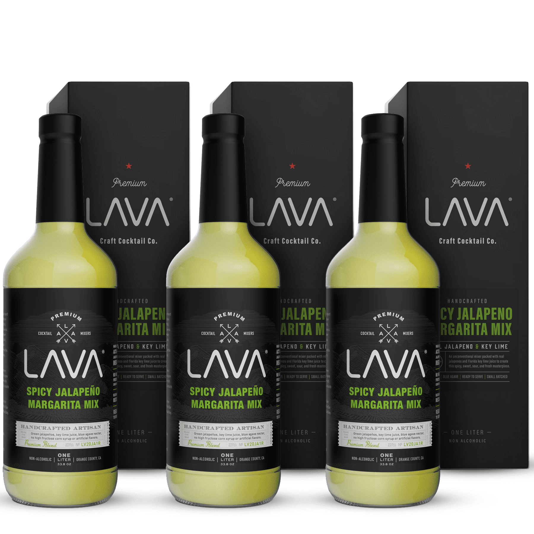 LAVA Cocktail Co. Spicy Jalapeño Margarita Mix, 3-Pack, Real ...