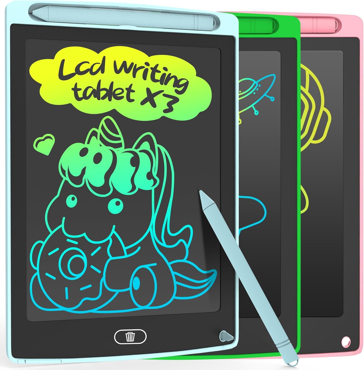 3 Pack LCD Writing Tablet, Colorful Toddler Drawing Tablet Doodle Board ...