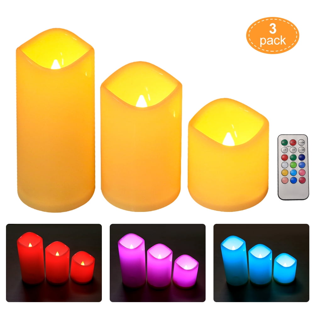 3-Pack LED Flameless Candle Lights with Remote Control, Battery-Powered ...