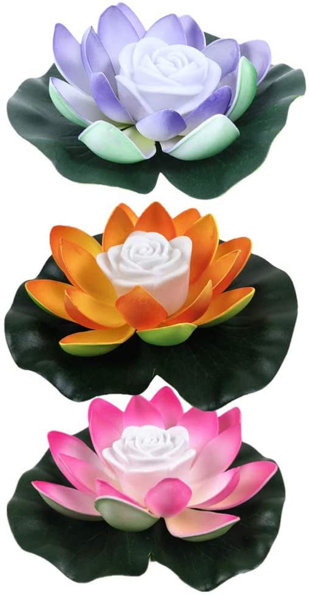 3 Pack LED Floating Lanterns Lotus Shaped Lanterns for Pool Garden ...