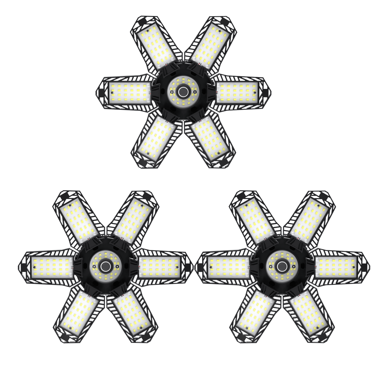 3 Pack LED Garage Lights, 200W Hight Bright Light Fixture with 6+1 ...