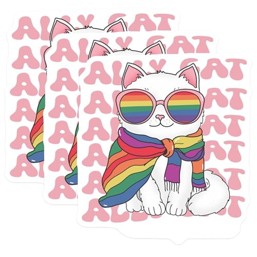 (3 Pack) LGBT Cat Decals - Pride Cat Sticker - Laptop Decals- 3 Inches ...