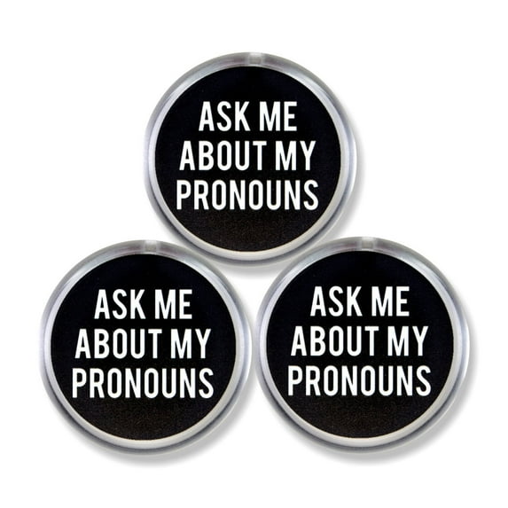 3 Pack - LGBTQ+ Ask Me About My Pronouns Light Up / Blinking Pinback ...