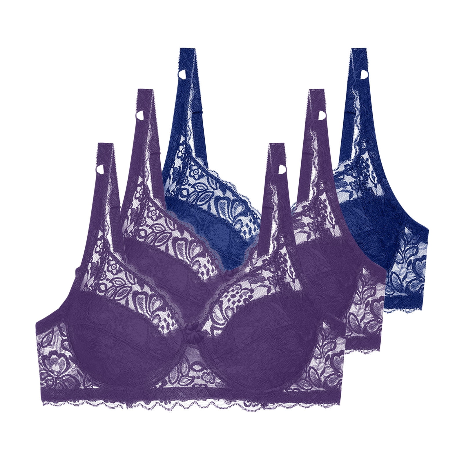 3 Pack Lace Bras for Women Full Coverage Push Up Everyday Bra with High ...