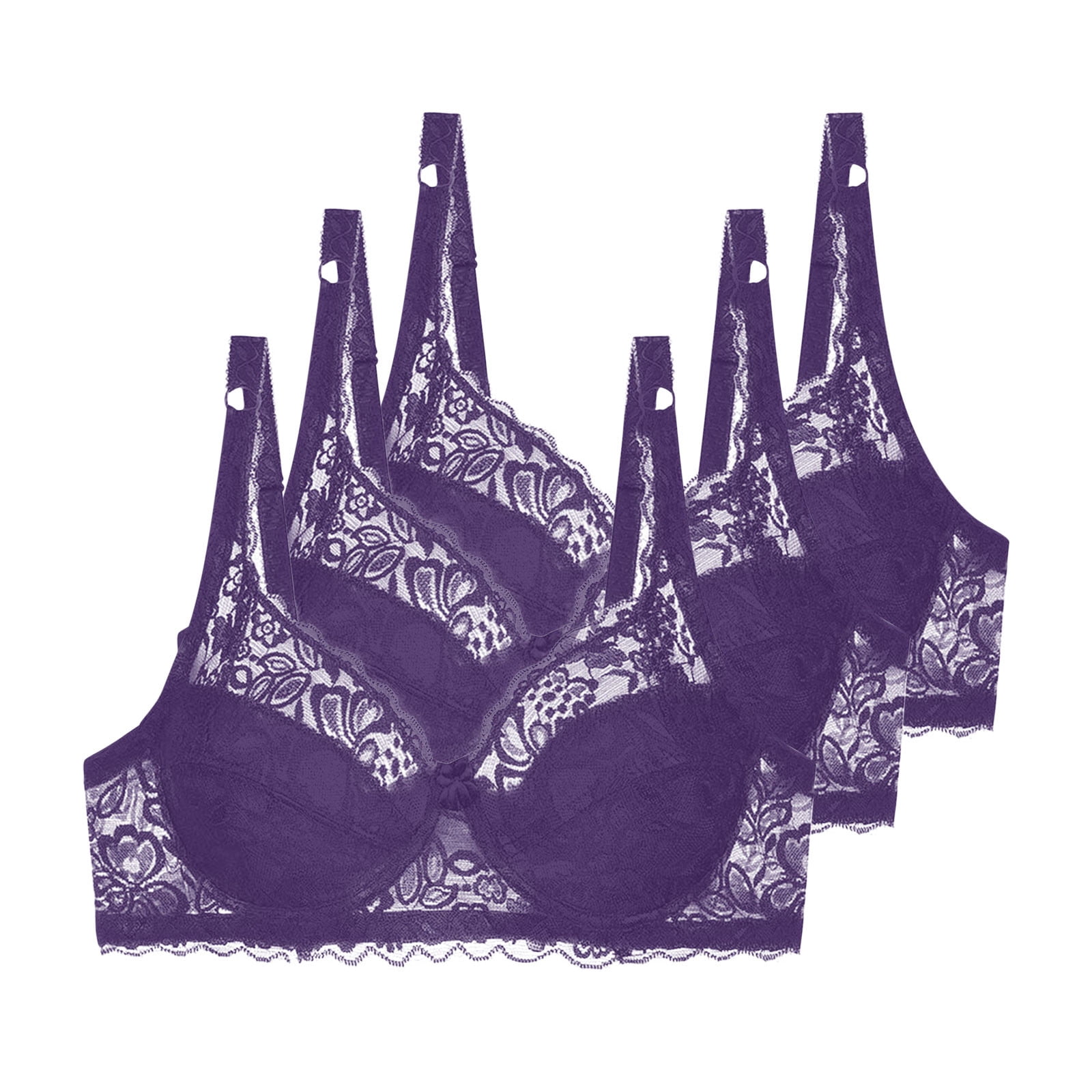 3 Pack Lace Bras for Women Full Coverage Push Up Everyday Bra with ...