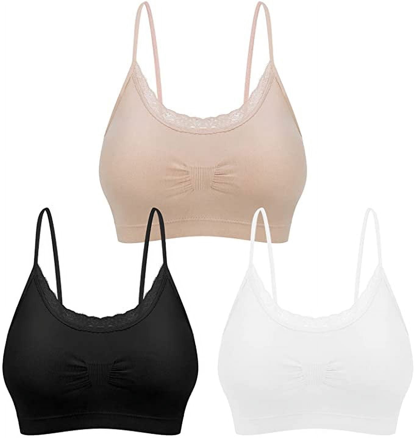 Walmart 3 Pack Full Size Lace Padded Sports Bra Bralettes Tank Tops for ...