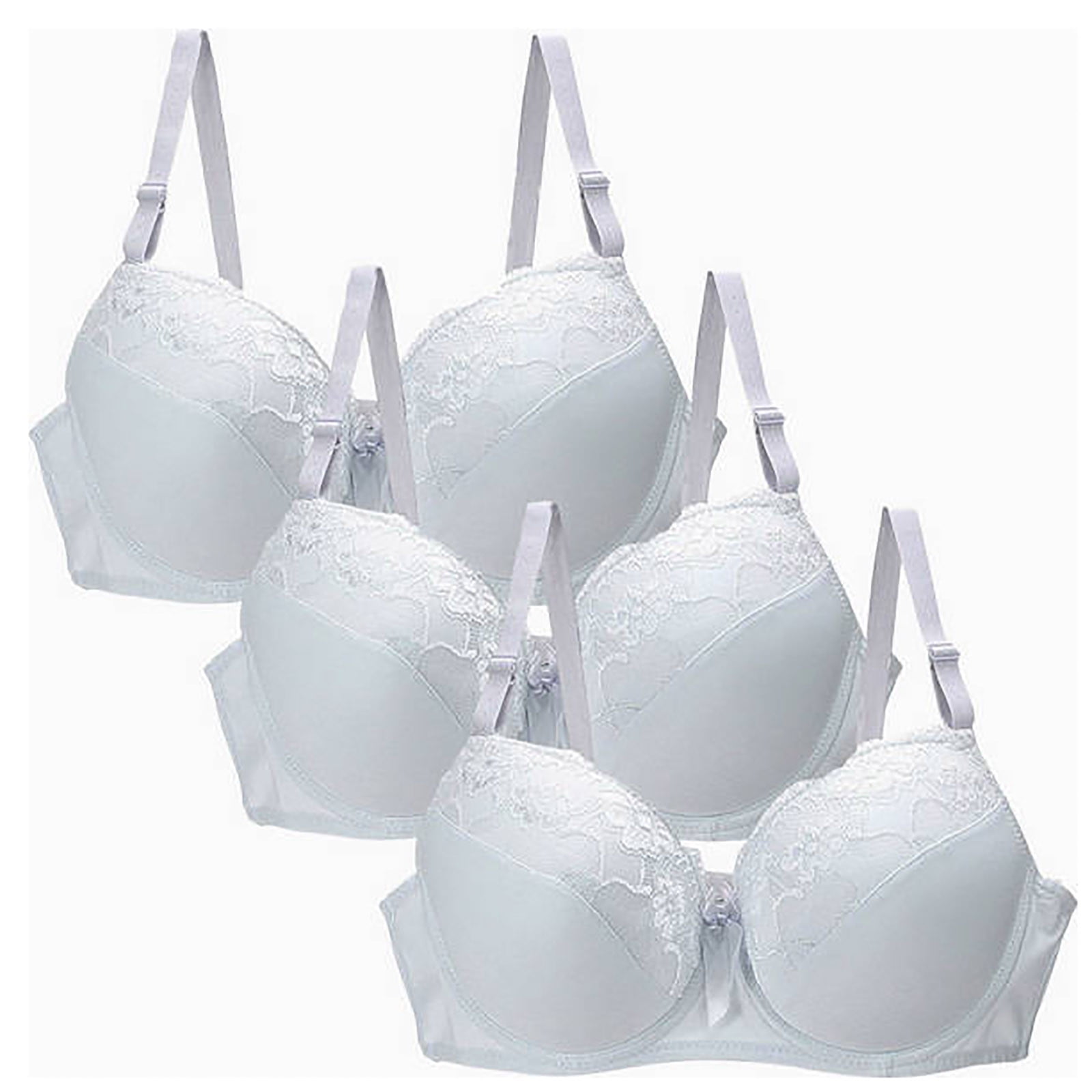 3 Pack Lace Sexy Bras for Women Adjustable Strap Embroidery Seamless ...