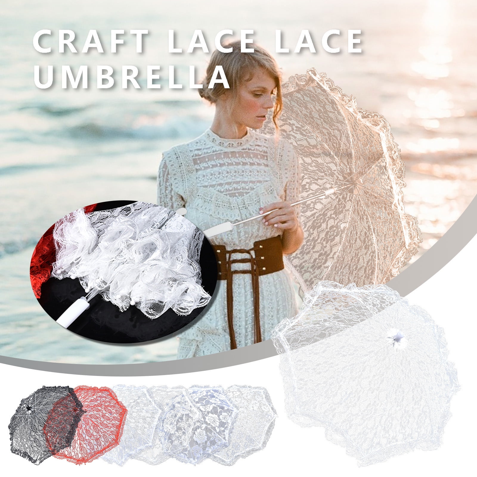 3 Pack Lace Umbrellas for Tea Party,3 Colors 17x18 inch Photography ...