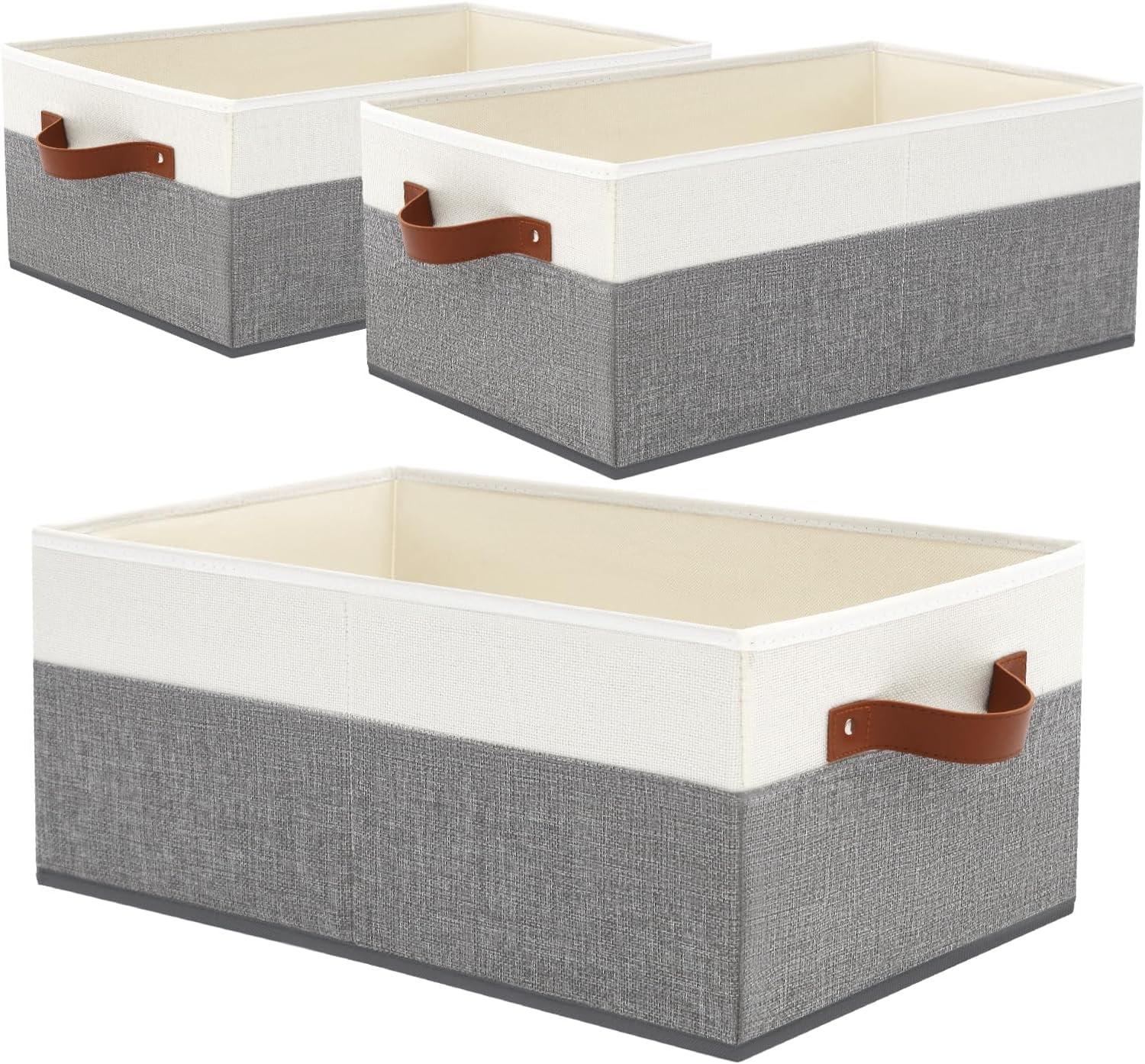 3 Pack Large Capacity Storage Bins Closet Organizer for Shelves, Fabric ...