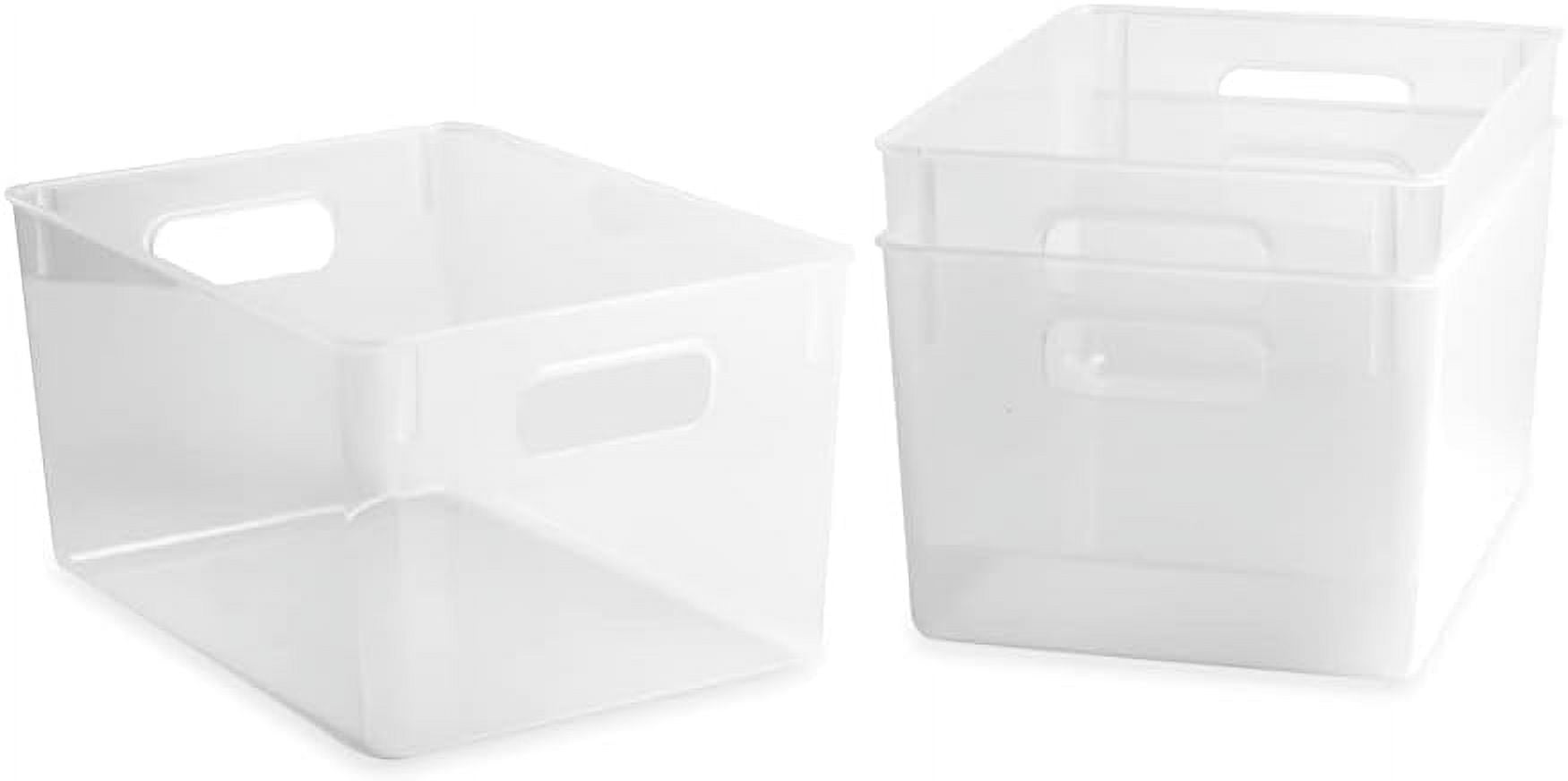 3 Pack Large Clear Storage Bins 11” L X 8” W X 6” H With Cutout
