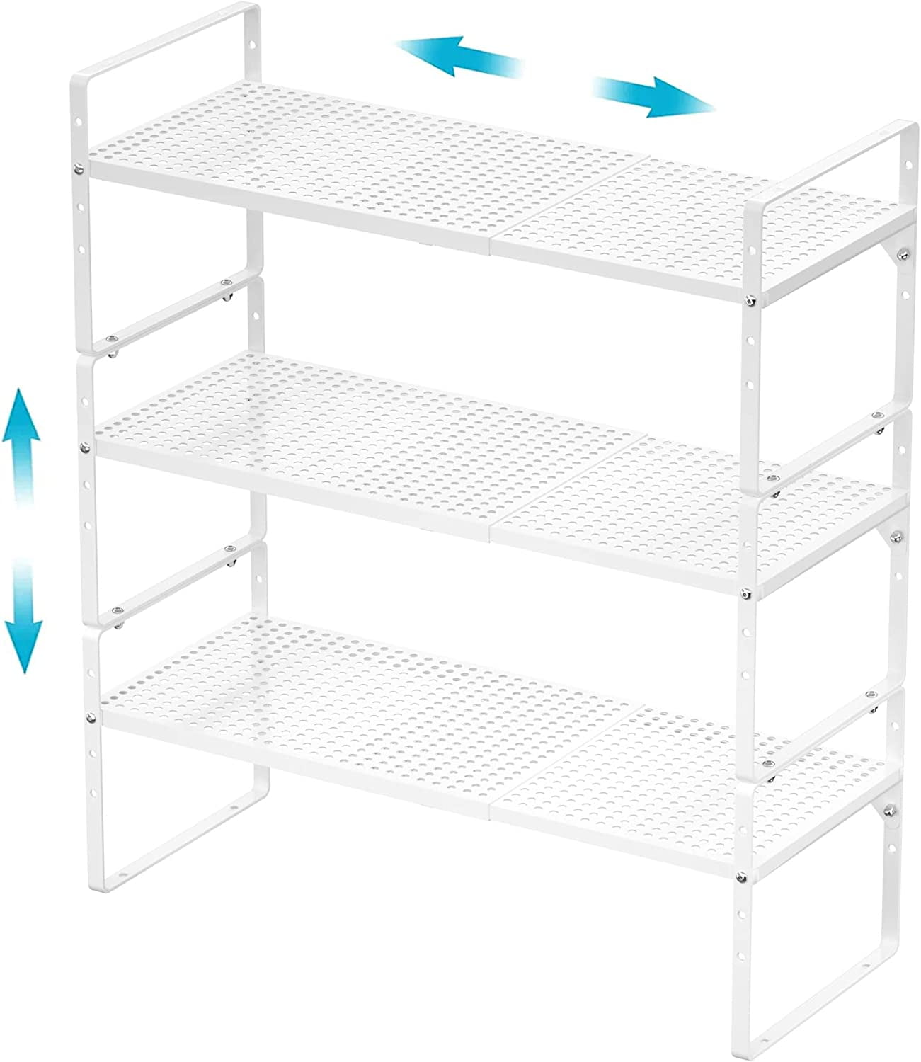 3 Pack Large Expandable Cabinet Storage Shelf, Heavy Duty Stackable ...