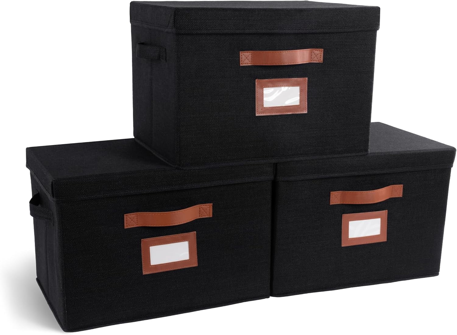 3 Pack Large Fabric Storage Bins with Lid - Decorative Box with Lid ...