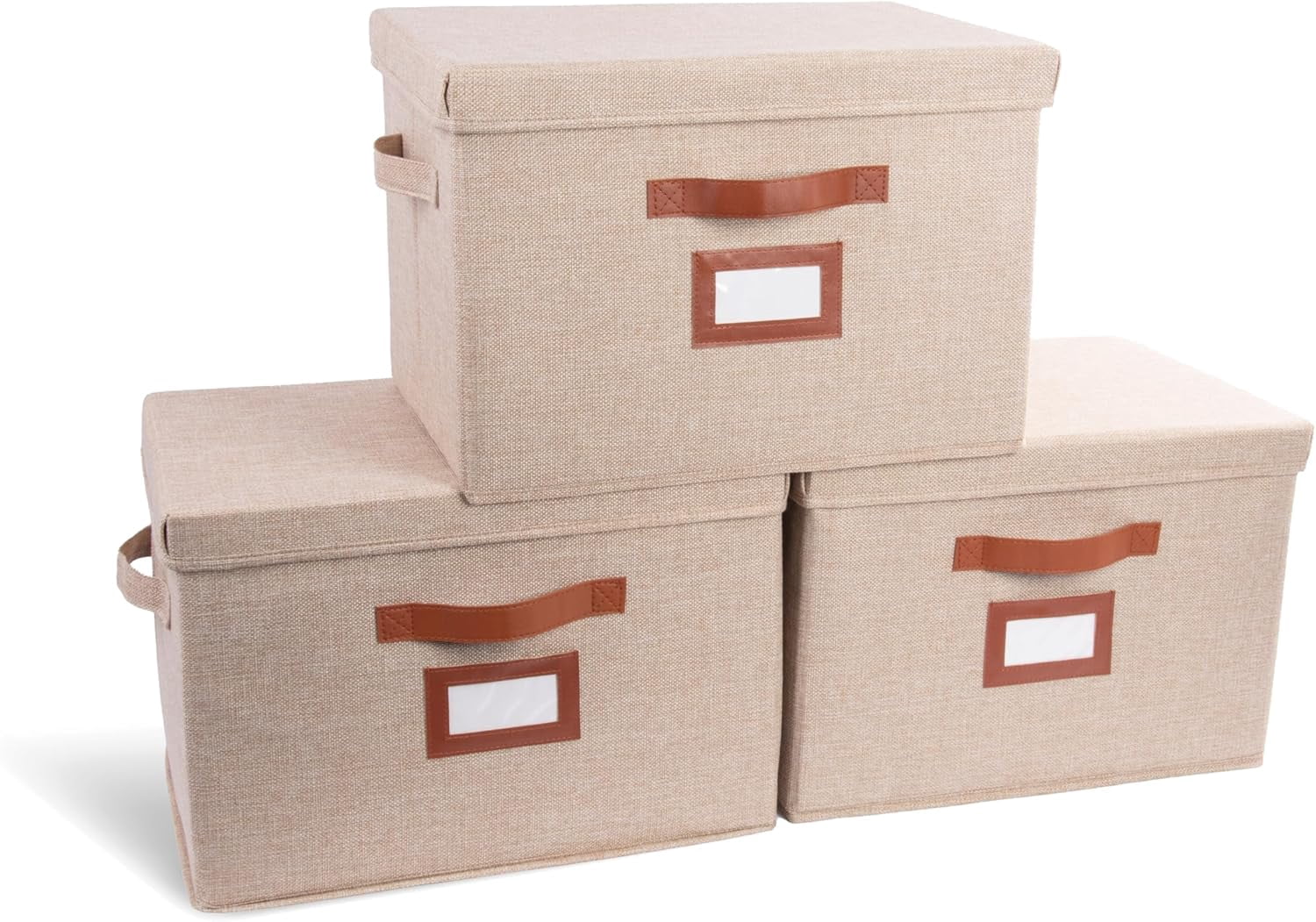 3 Pack Large Fabric Storage Bins with Lid - Decorative Box with Lid ...