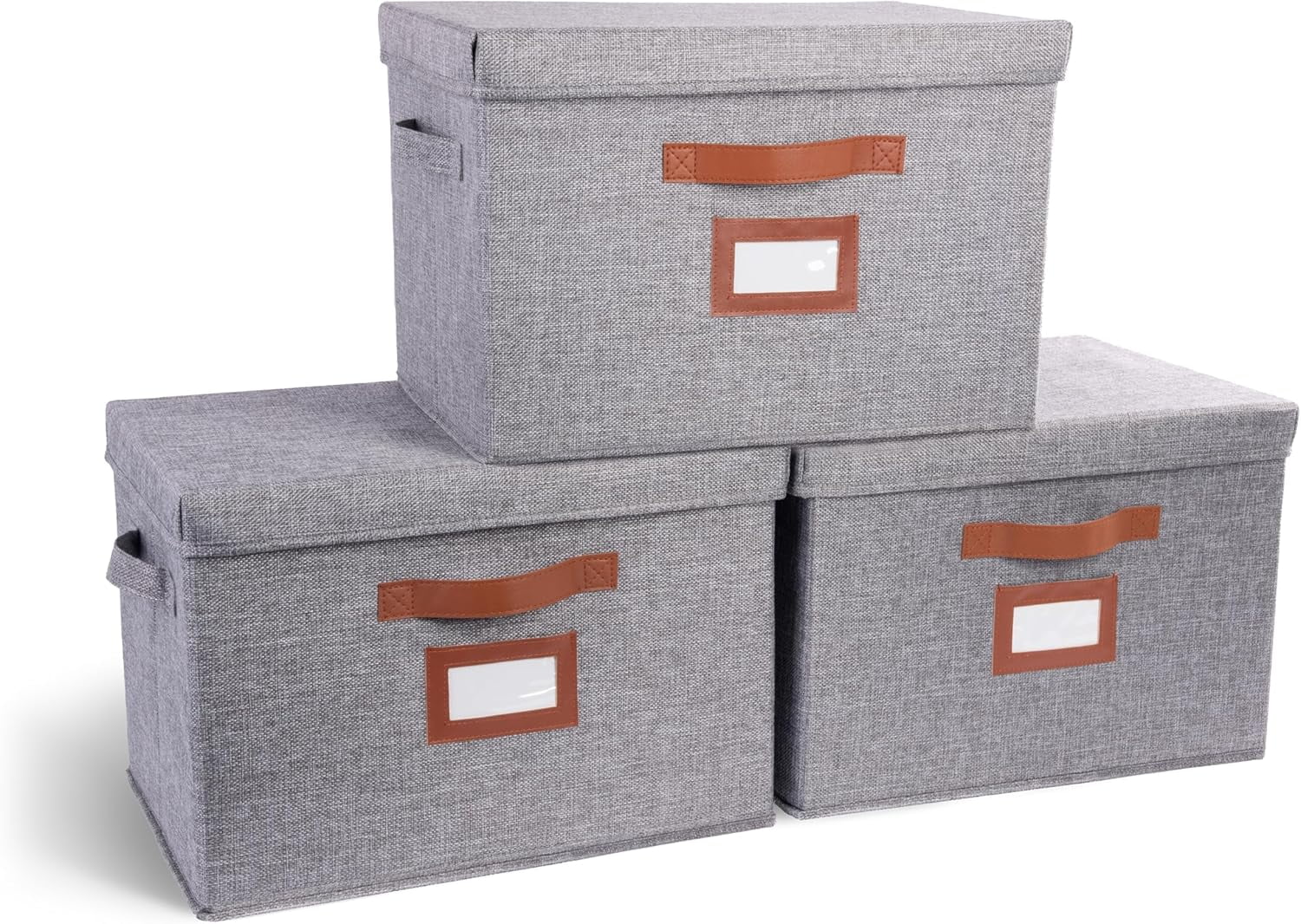 3 Pack Large Fabric Storage Bins with Lid - Decorative Box with Lid ...