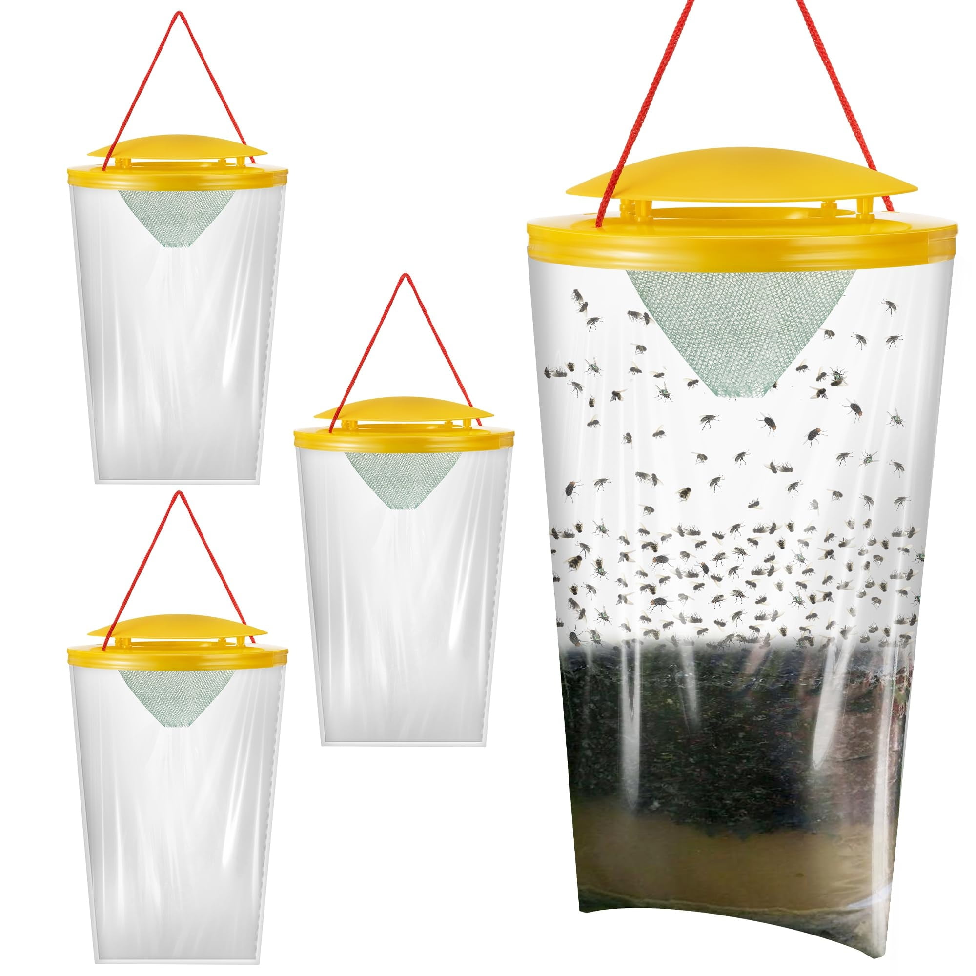 3 Pack Large Fly Traps Outdoor, Disposable Hanging Flies Trap Safe Fly ...