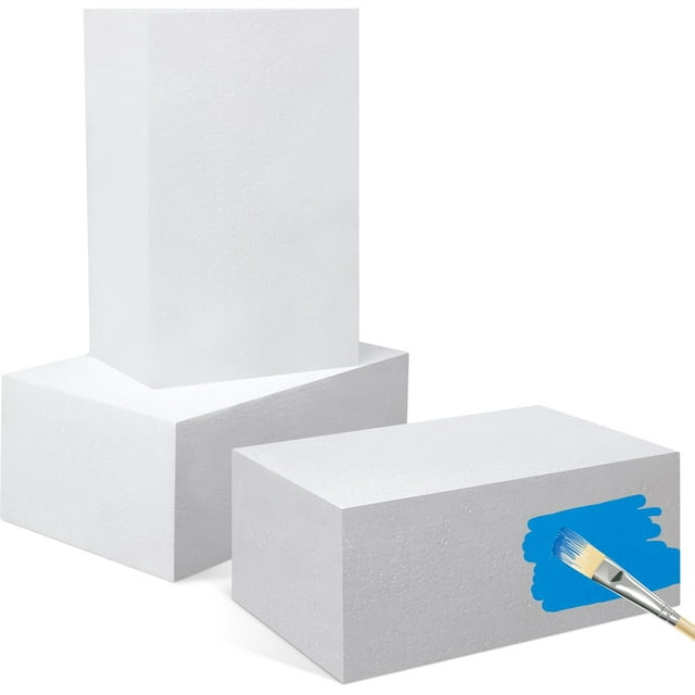 3 Pack Large Foam Block 11 X 17 X 7 Eps Polystyrene Rectangle Foam Blocks White Craft