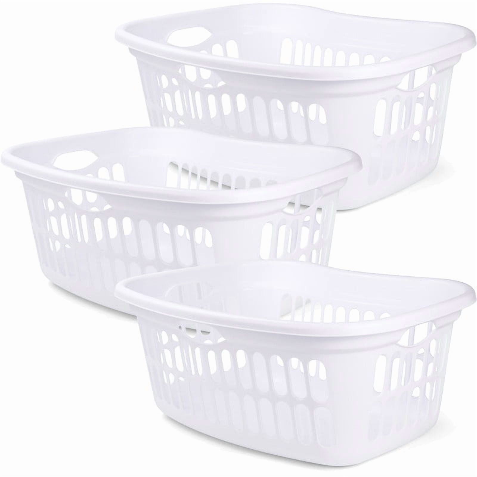 3 Pack Large Hip-Hugger Laundry Basket/Hamper, 50L (1.5 Bushel), White ...