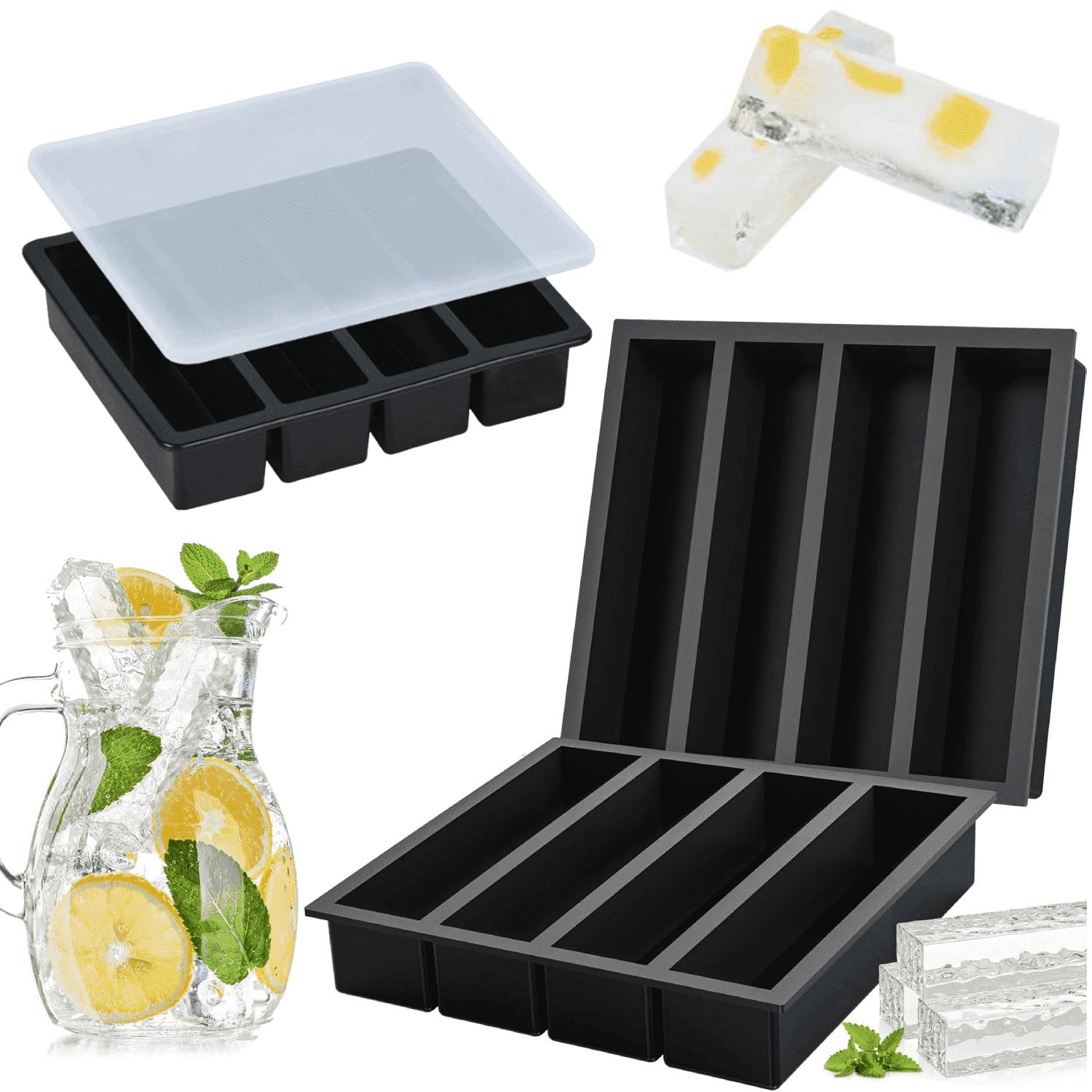 3 Pack Large Ice Cube Tray,Silicone Soup Freezer Molds,Long Ice Cube ...