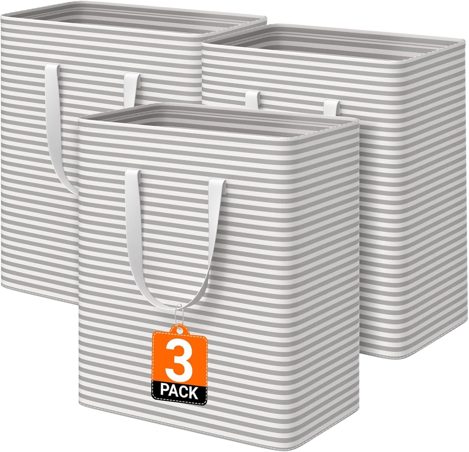 3 Pack Large Laundry Basket, & Freestanding Laundry Hamper,Collapsible ...