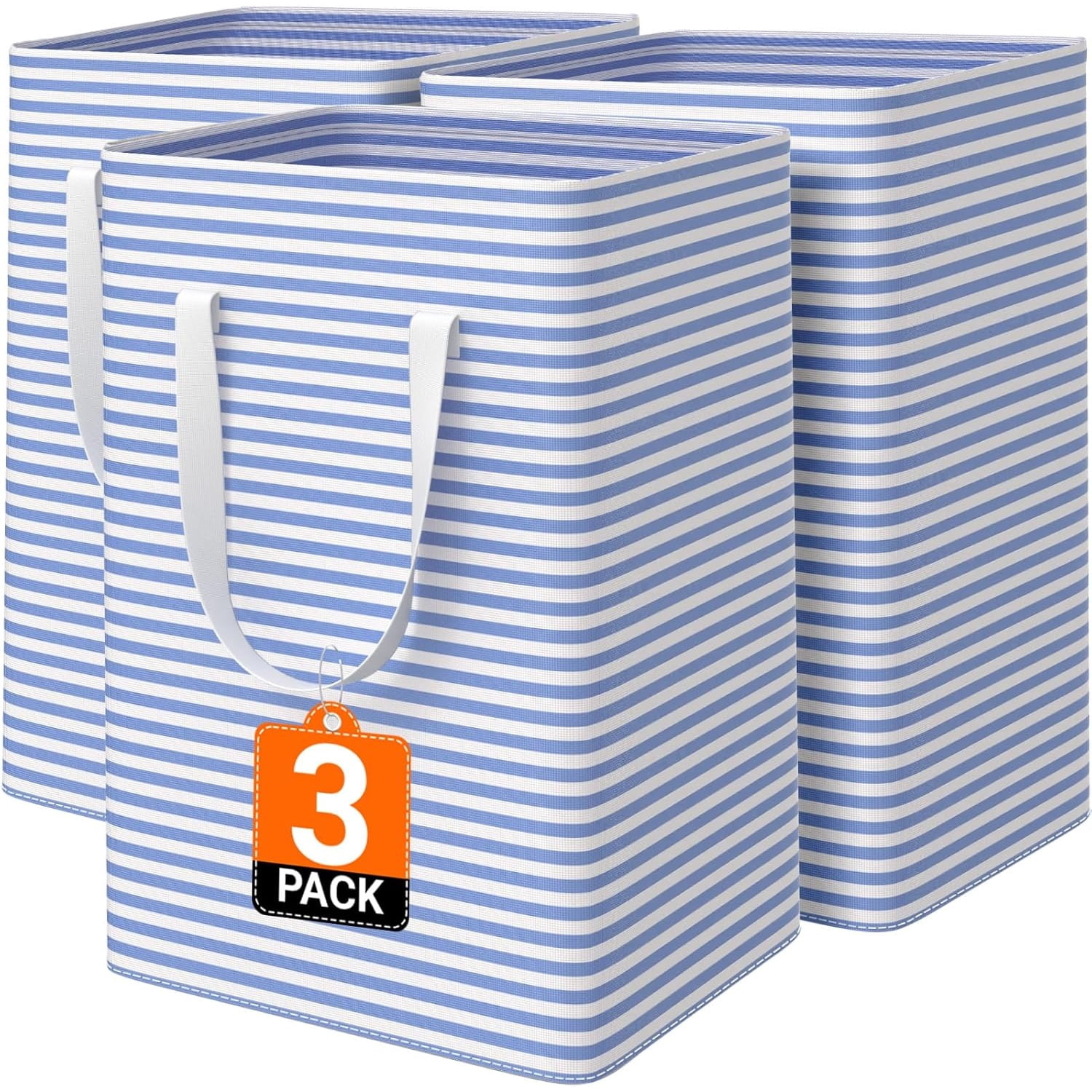 3 Pack Large Laundry Basket, Waterproof& Freestanding Laundry Hamper ...