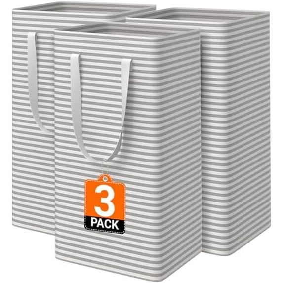 3 Pack Large Laundry Basket,Waterproof & Freestanding Laundry Hamper ...