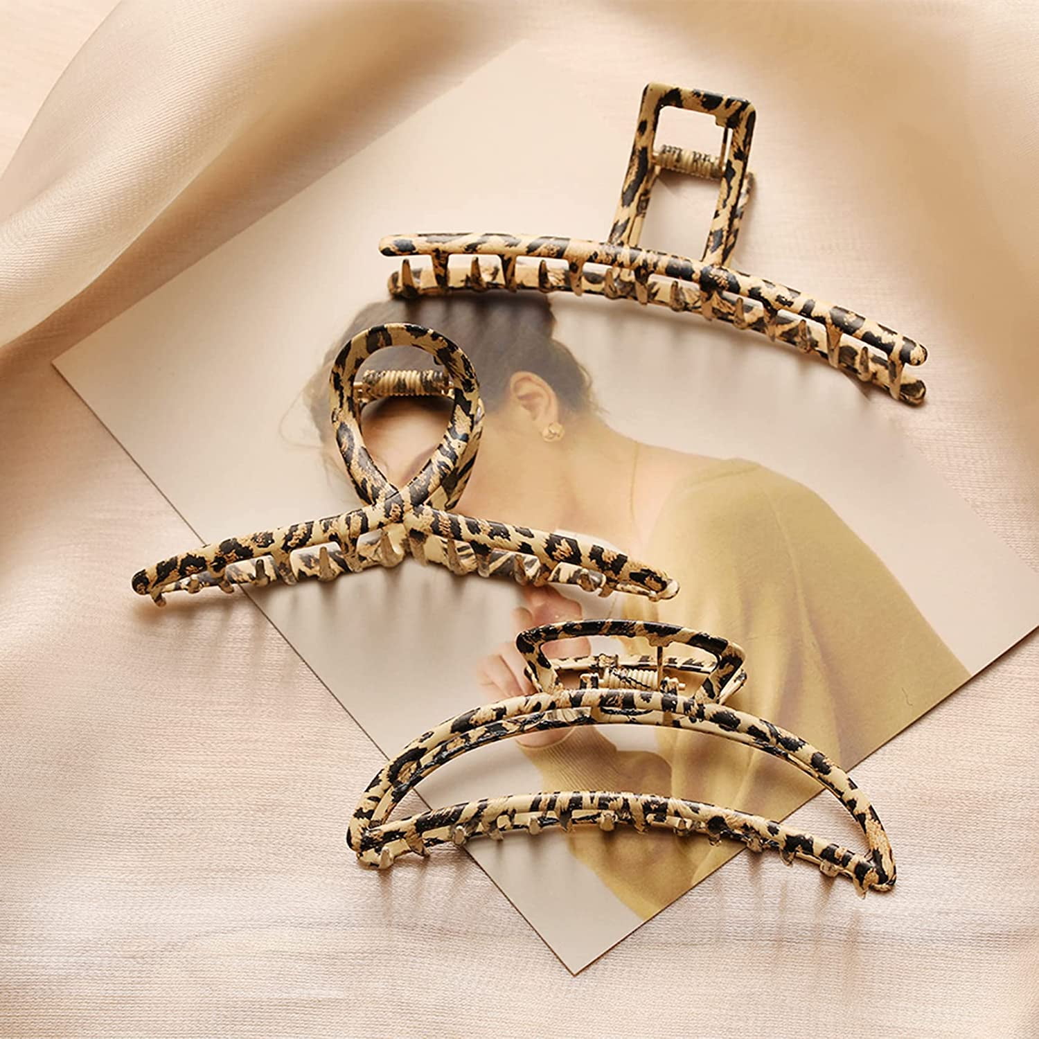 3 Pack Large Moon Metal Hair Claw Clips Nonslip Big Nonslip Gold Hair ...