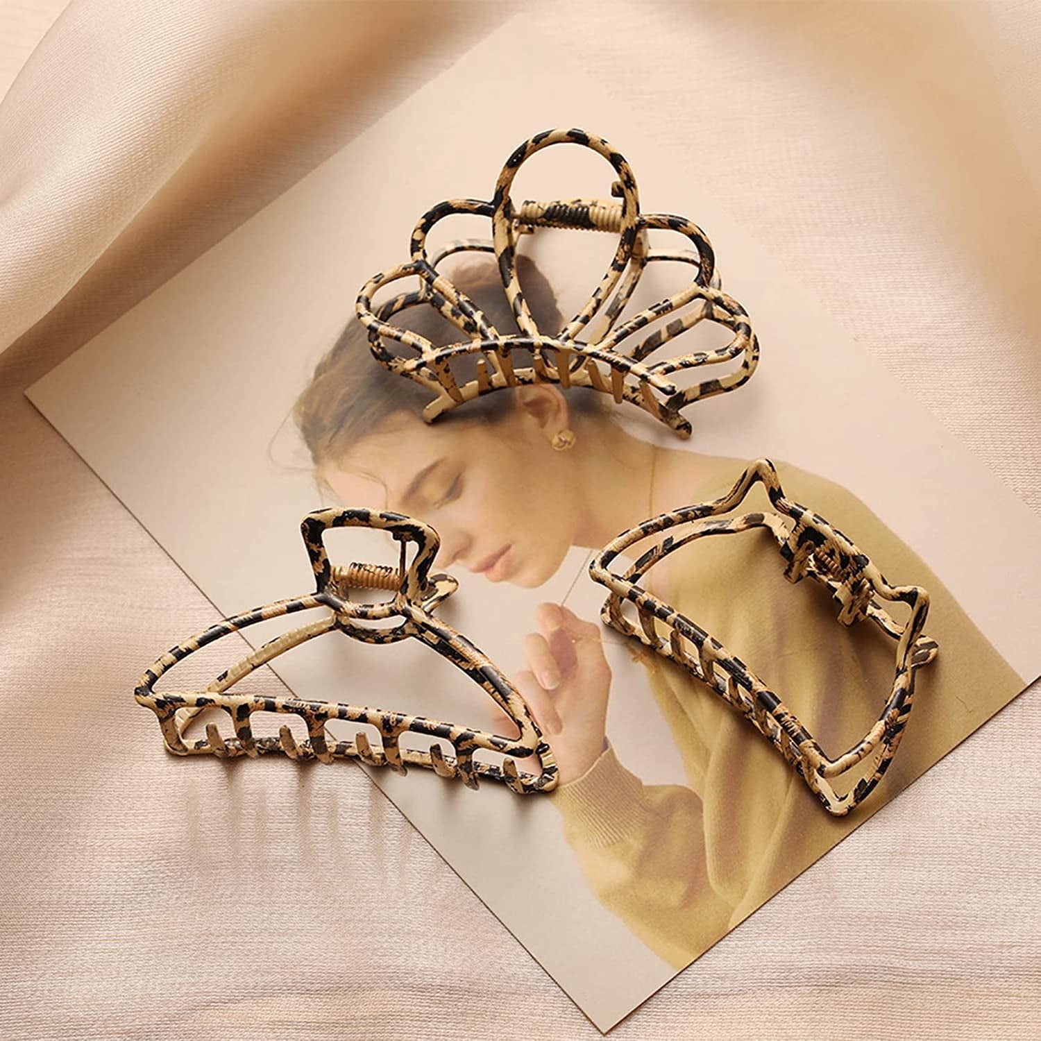 3 Pack Large Moon Metal Hair Claw Clips Nonslip Big Nonslip Gold Hair ...