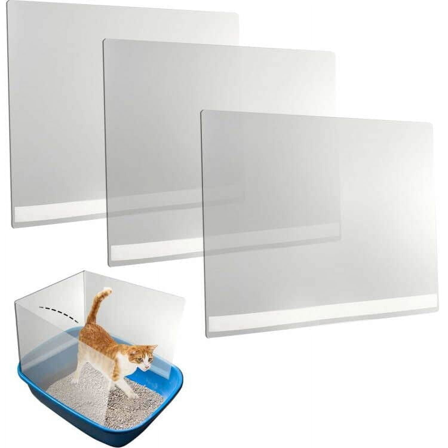 3 Pack Large Size Cat Litter Box Pee Shields, Easy Cleaning Frosted ...