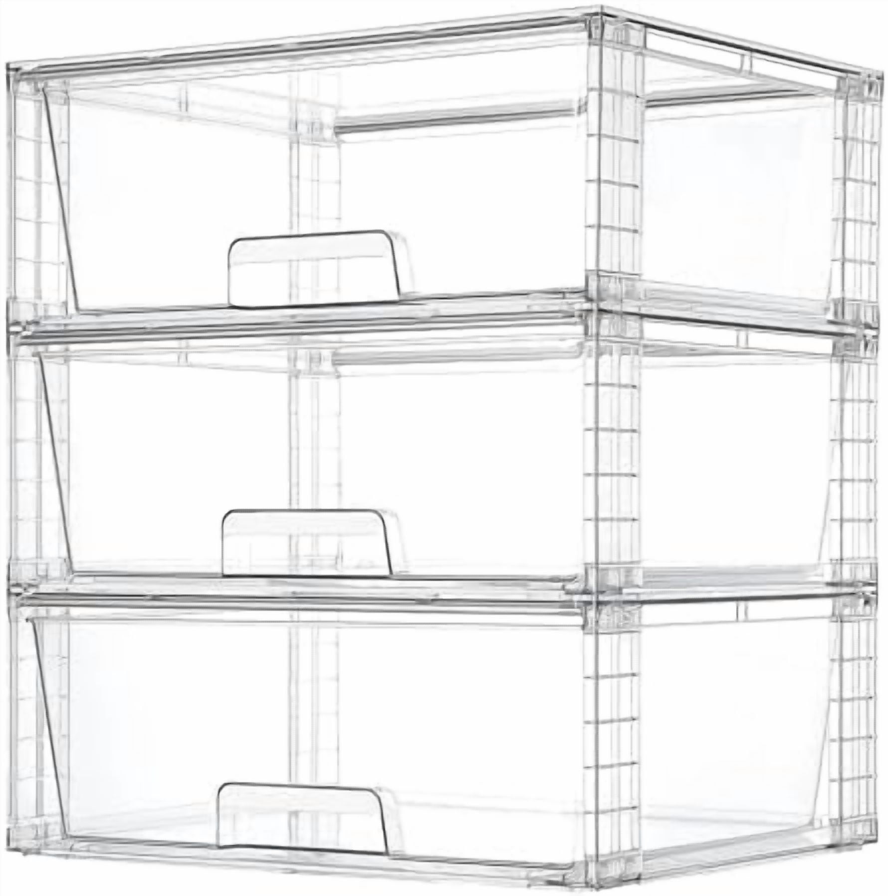 3 Pack Large Stackable Storage Drawers,Easily Assemble Clear Acrylic ...