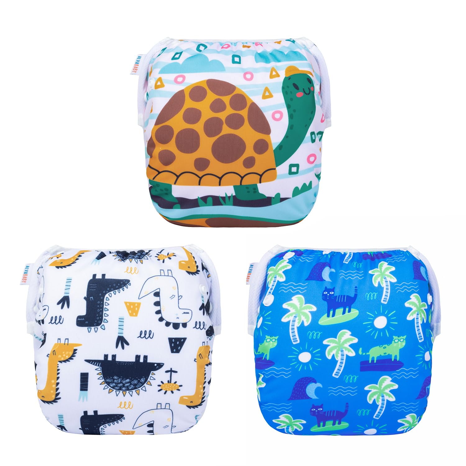 3 Pack Large Swim Diapers, Baby/Toddler/Infant Snap Adjustable Reusable ...
