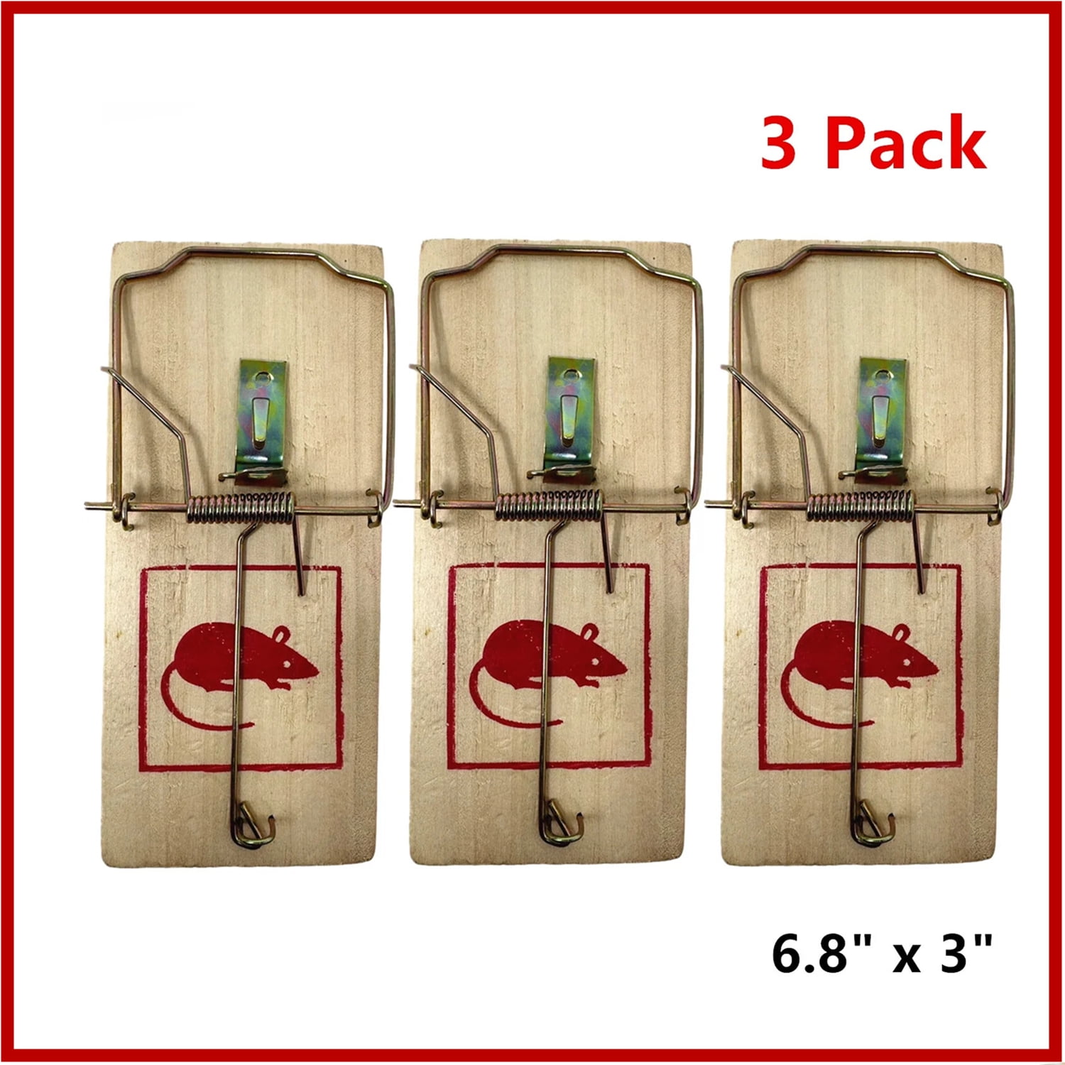 3 Pack Large Wood Mouse Traps Rat Mice Killer Snap Trap Power Rodent ...
