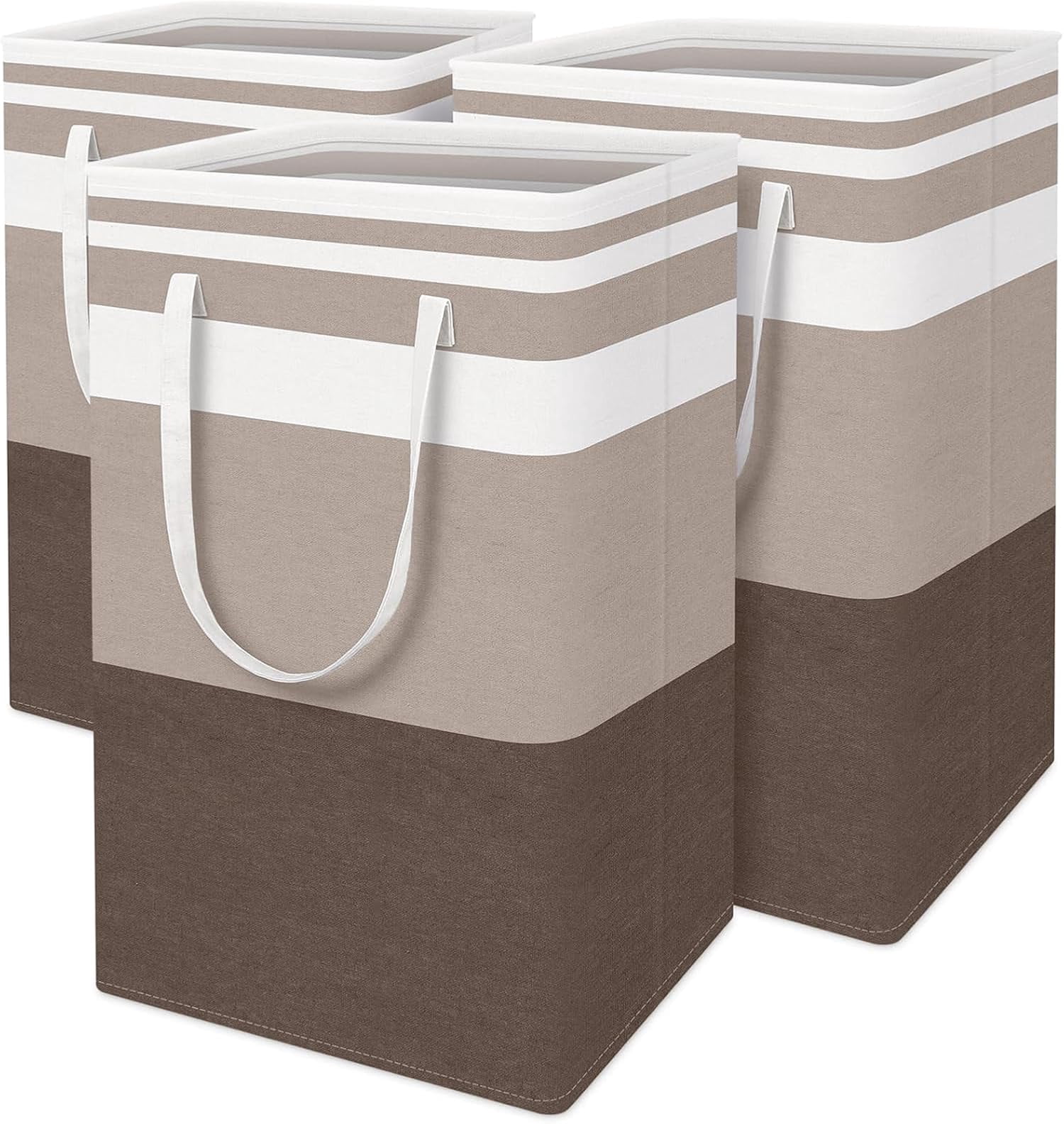 3-Pack Laundry Basket, Freestanding& Laundry Hamper, Collapsible Tall ...