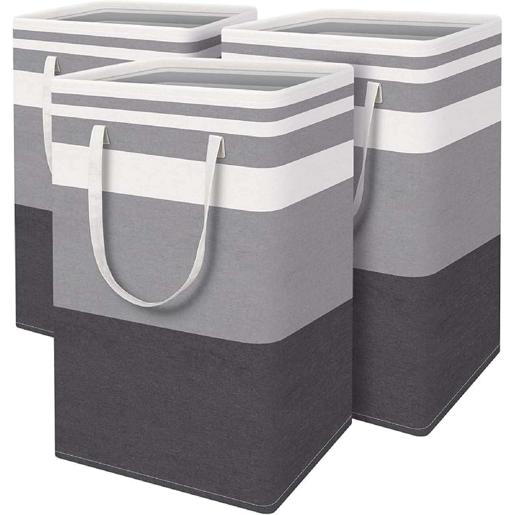 3-Pack Laundry Basket, Freestanding＆Waterproof Laundry Hamper ...