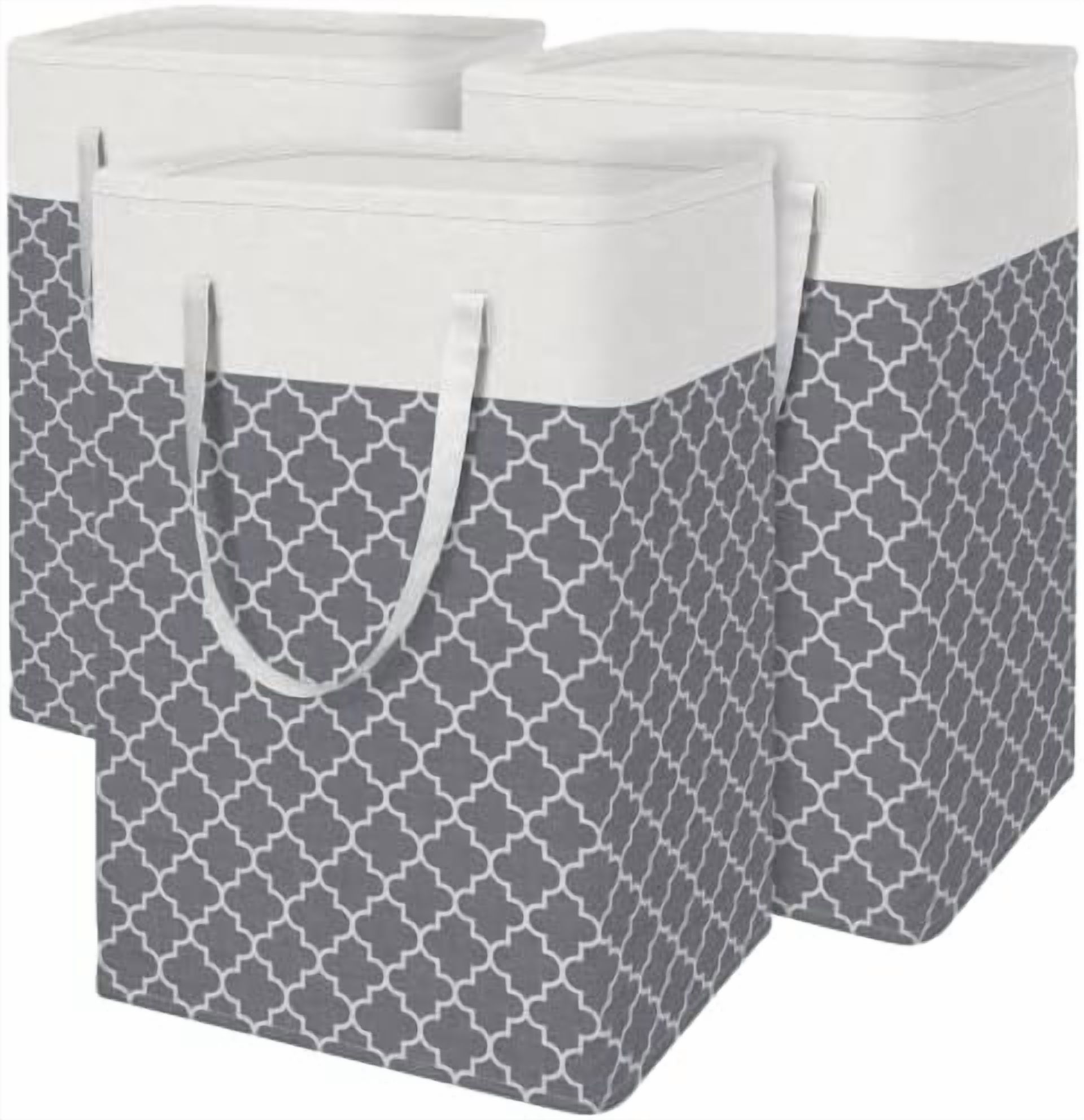 3-Pack Laundry Basket, Freestanding＆Waterproof Laundry Hamper ...