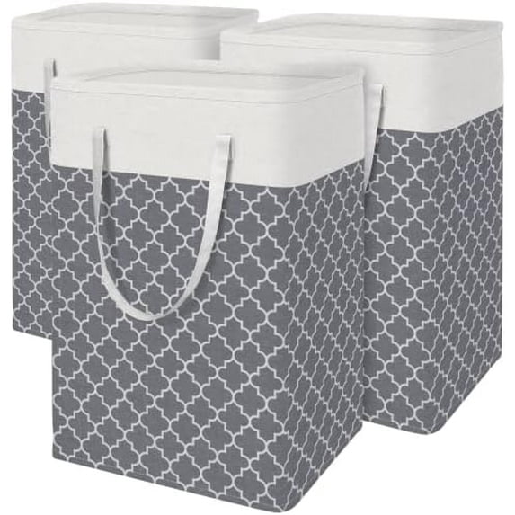 3-Pack Laundry Basket, Freestanding＆Waterproof Laundry Hamper ...