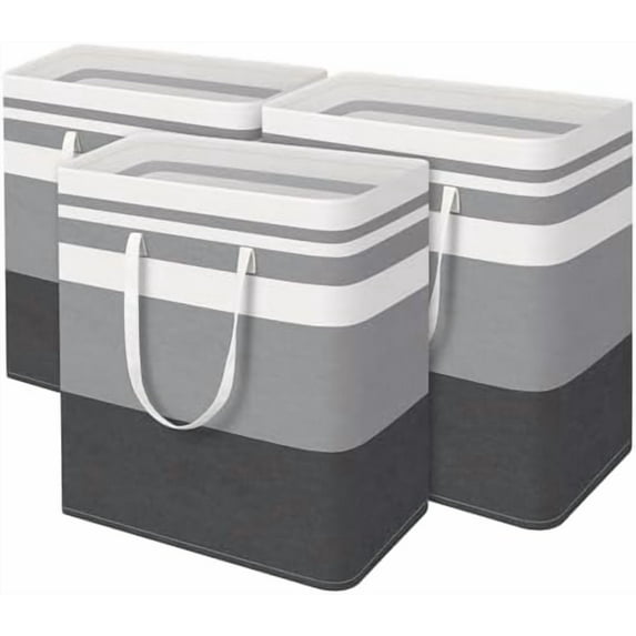 3-Pack Laundry Basket, Freestanding＆Waterproof Laundry Hamper ...