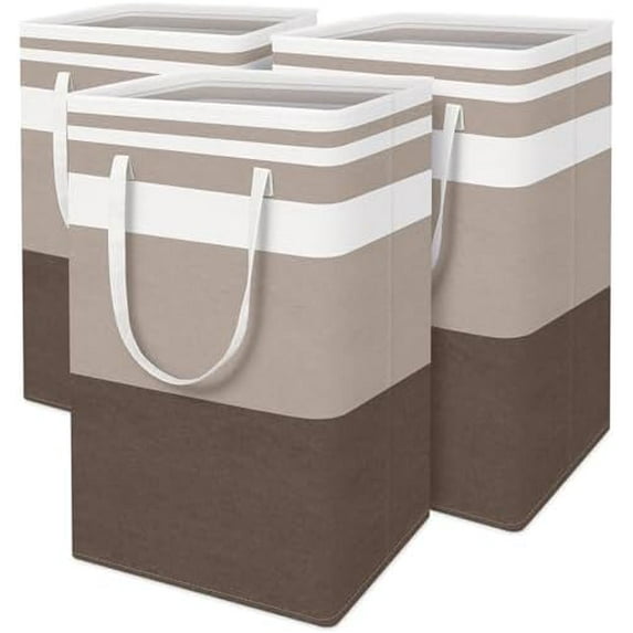 3-Pack Laundry Basket, Freestanding＆Waterproof Laundry Hamper ...