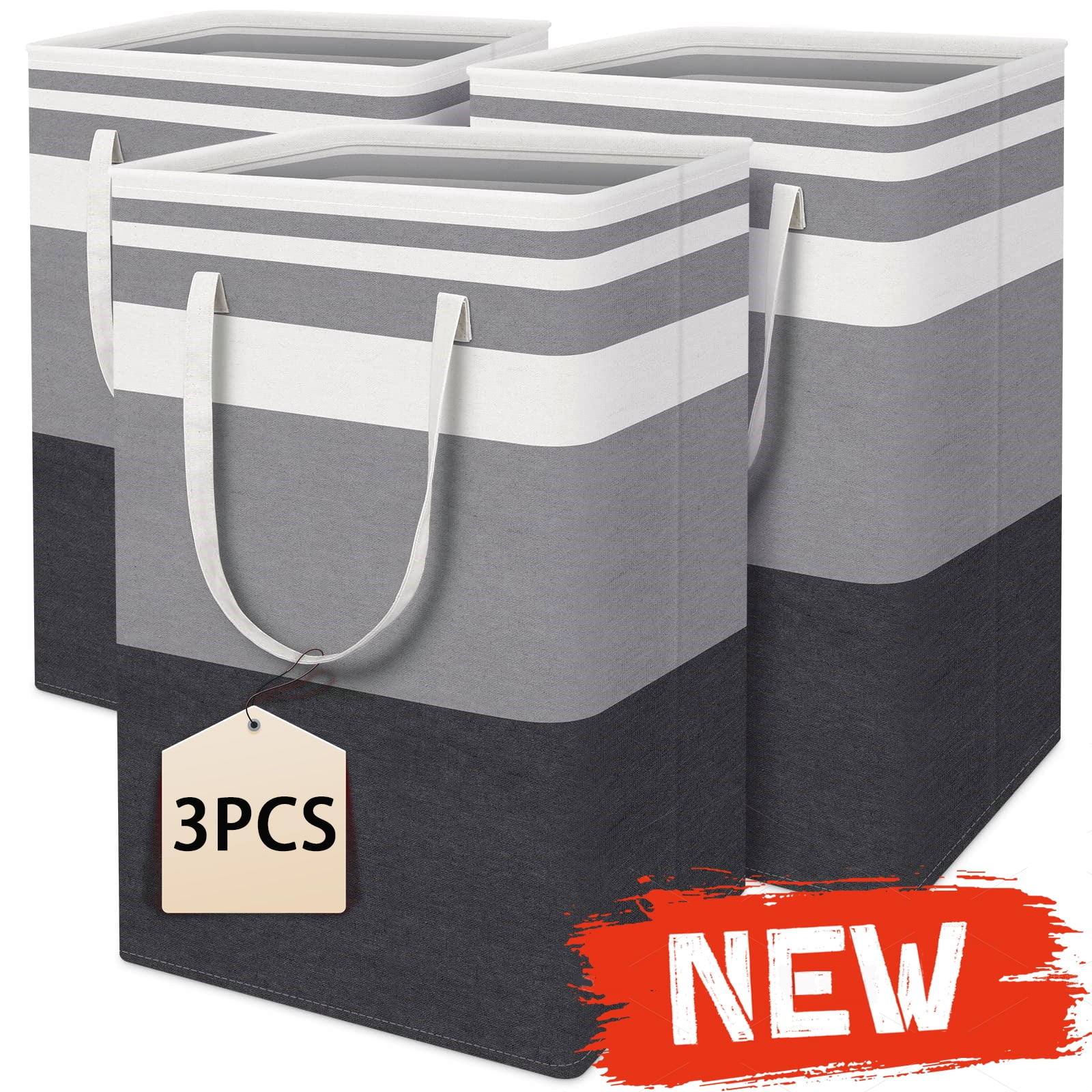 NEENCA 3-Pack Laundry Baskets 75L Collapsible Tall Clothes Hampers ...