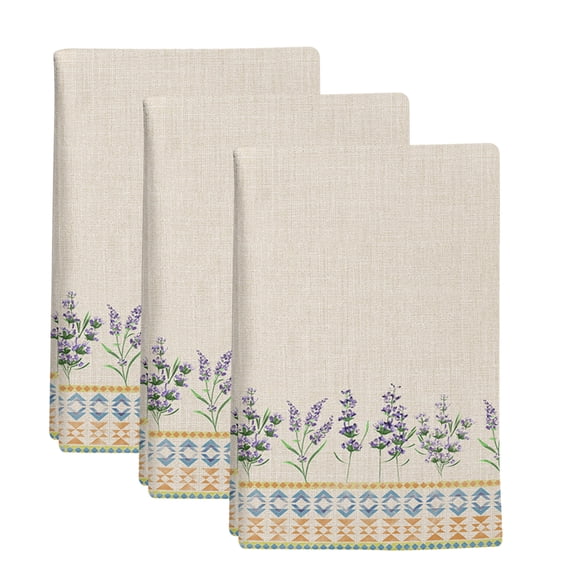 3 Pack Lavender Flower Kitchen Towels Purple Floral Boho Beige Style ...