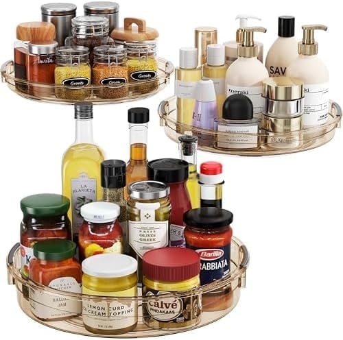 3 Pack Lazy Susan Organizer Turntable for Cabinet, Condiment Organizer ...