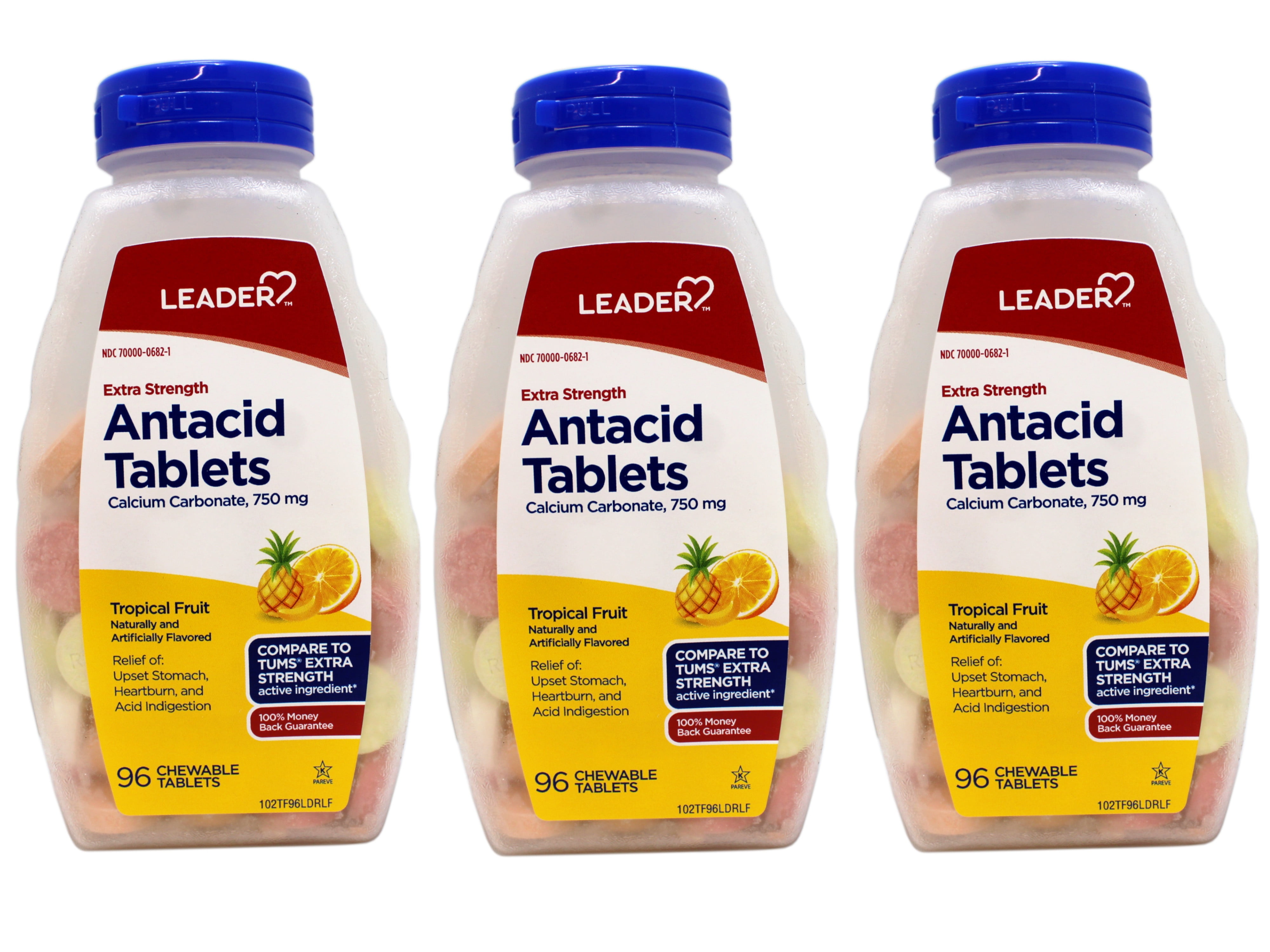 3 Pack - Leader Extra Strength Antacid Chewable Tablets, Fast Relief of ...