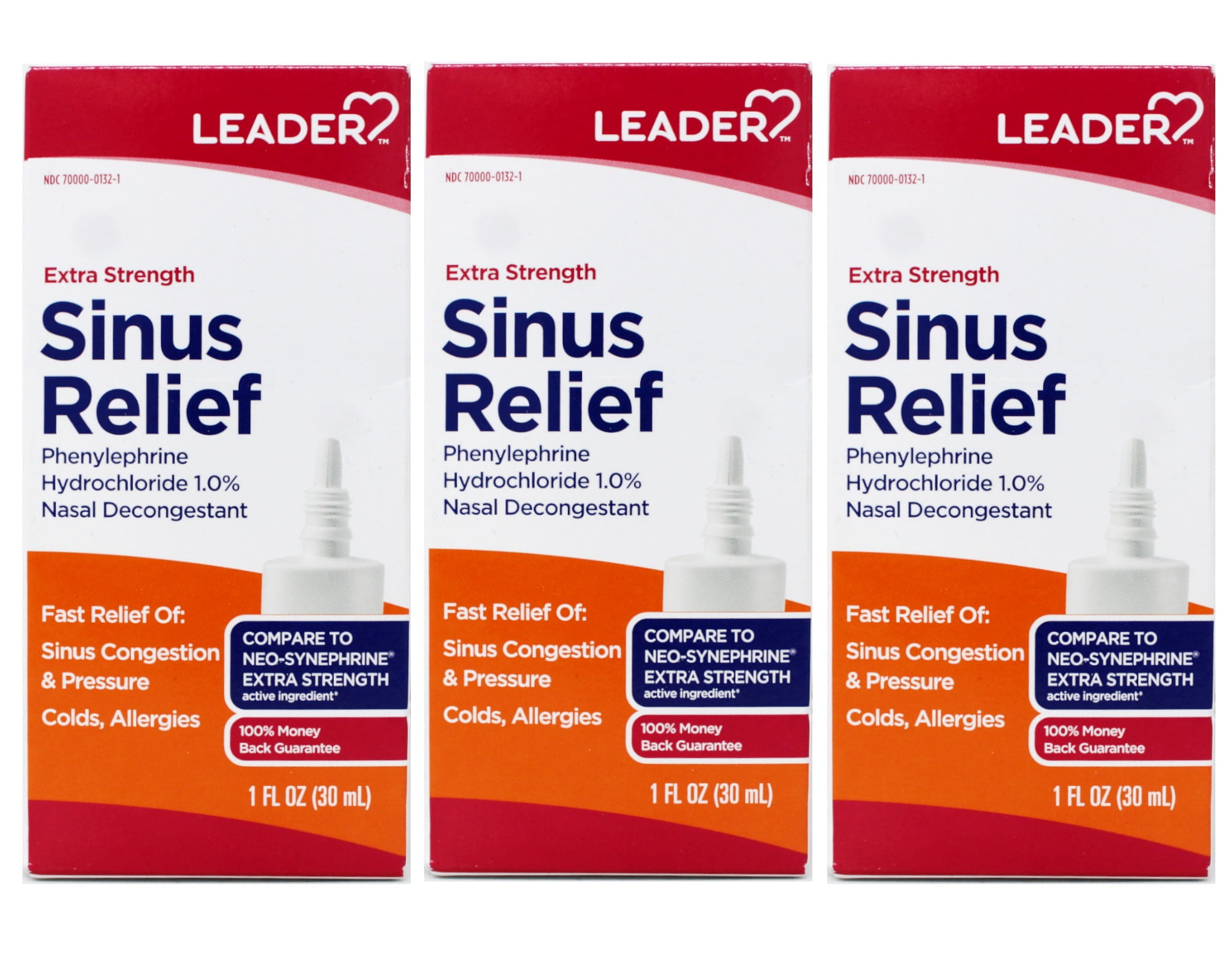 Leader Extra Strength Sinus Relief, Fast Acting, Sinus Decongestant ...