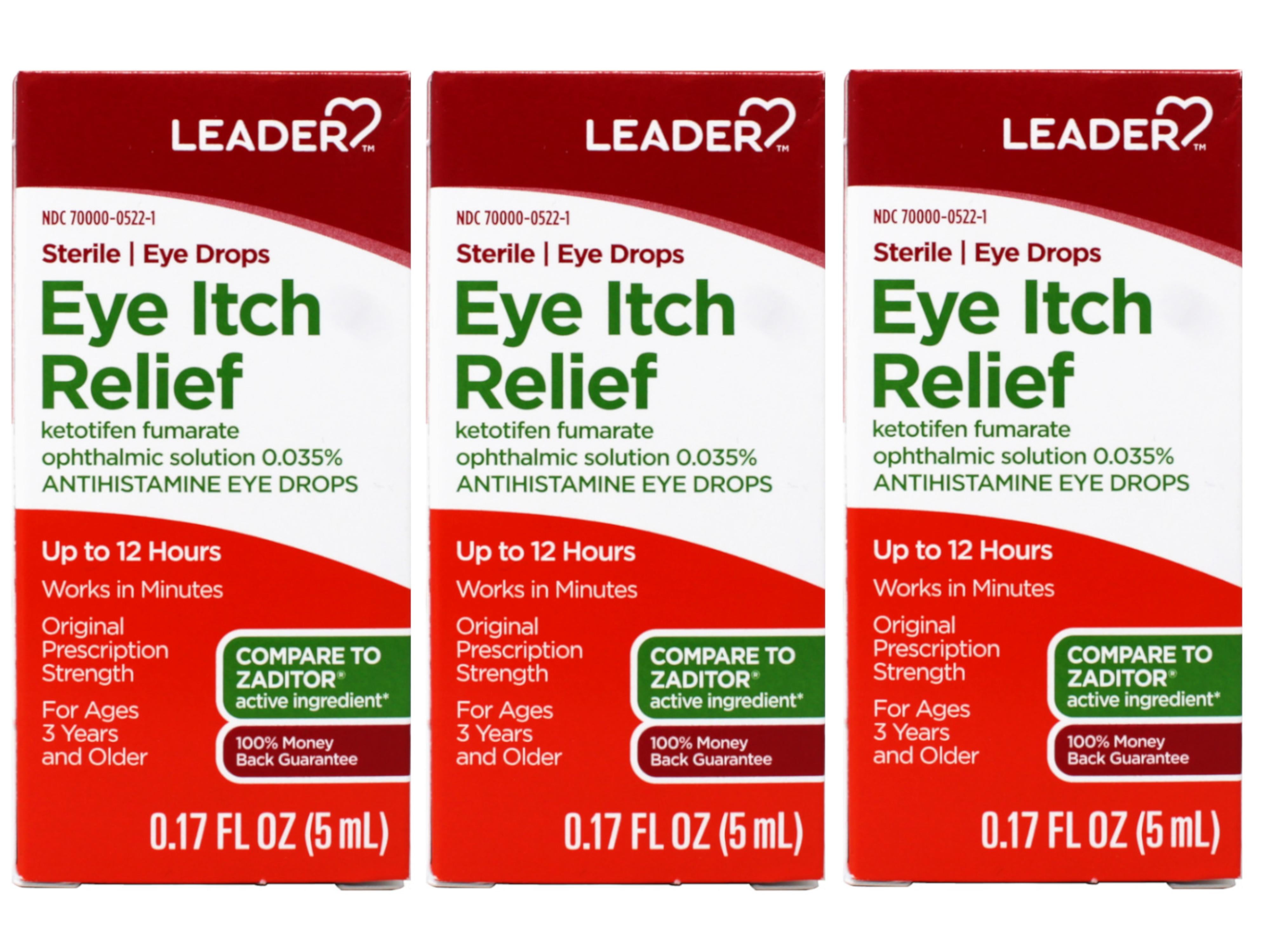 3 Pack - Leader Eye Itch Relief Drops, Ketotifen Fumarate 0.035% ...