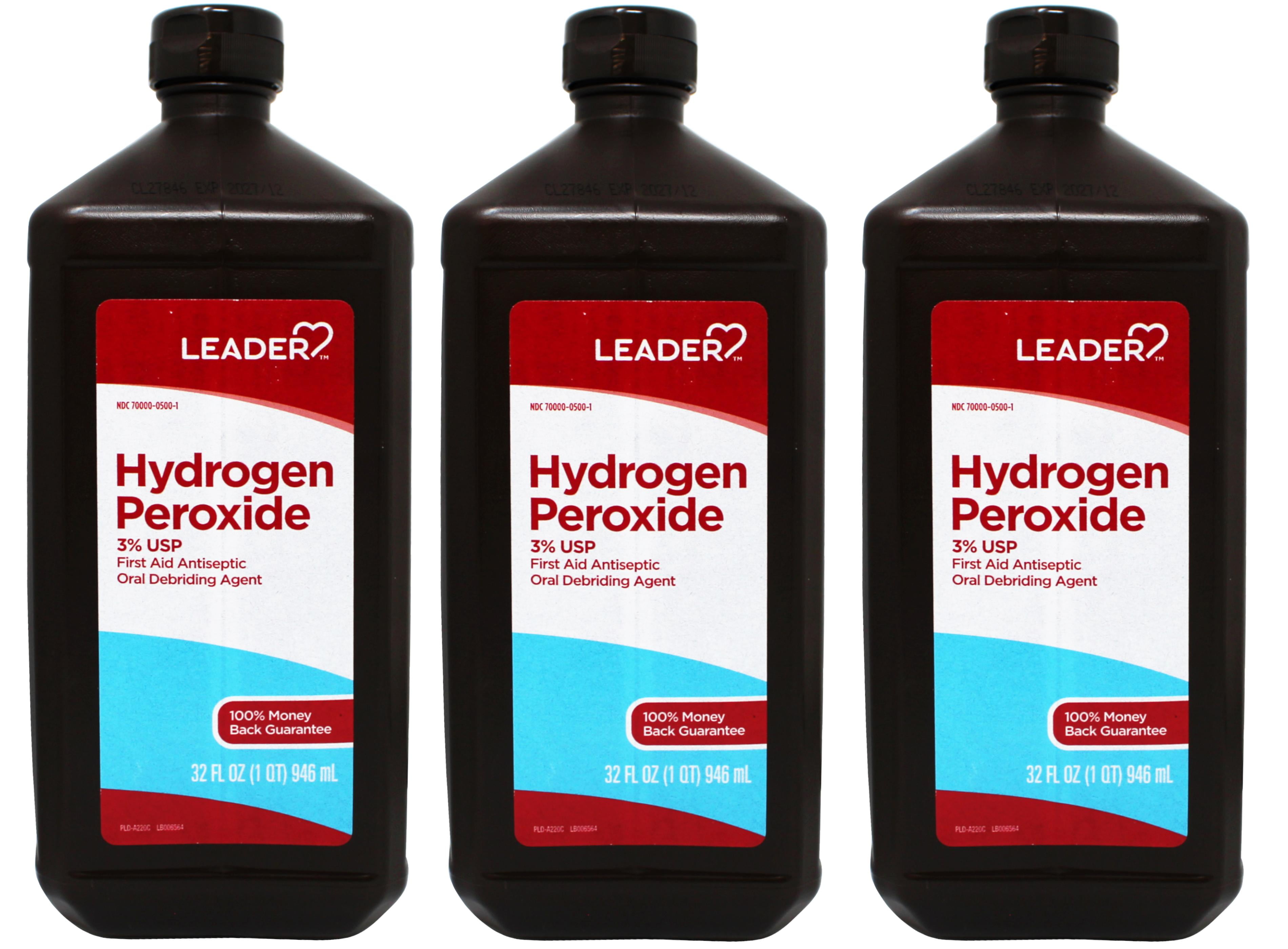 3 Pack - Leader Hydrogen Peroxide 3% USP Solution, First Aid Antiseptic ...