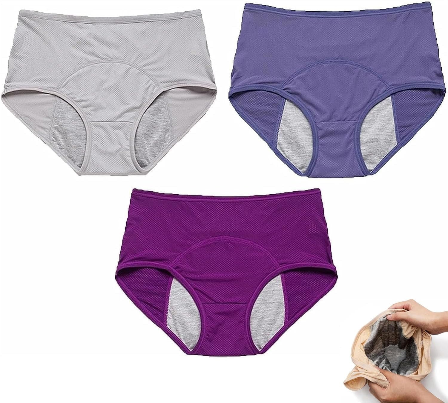 3 Pack Leakproof Ladies Underwear - Everdries Leakproof Panties for Over 60#s Incontinence (B ...