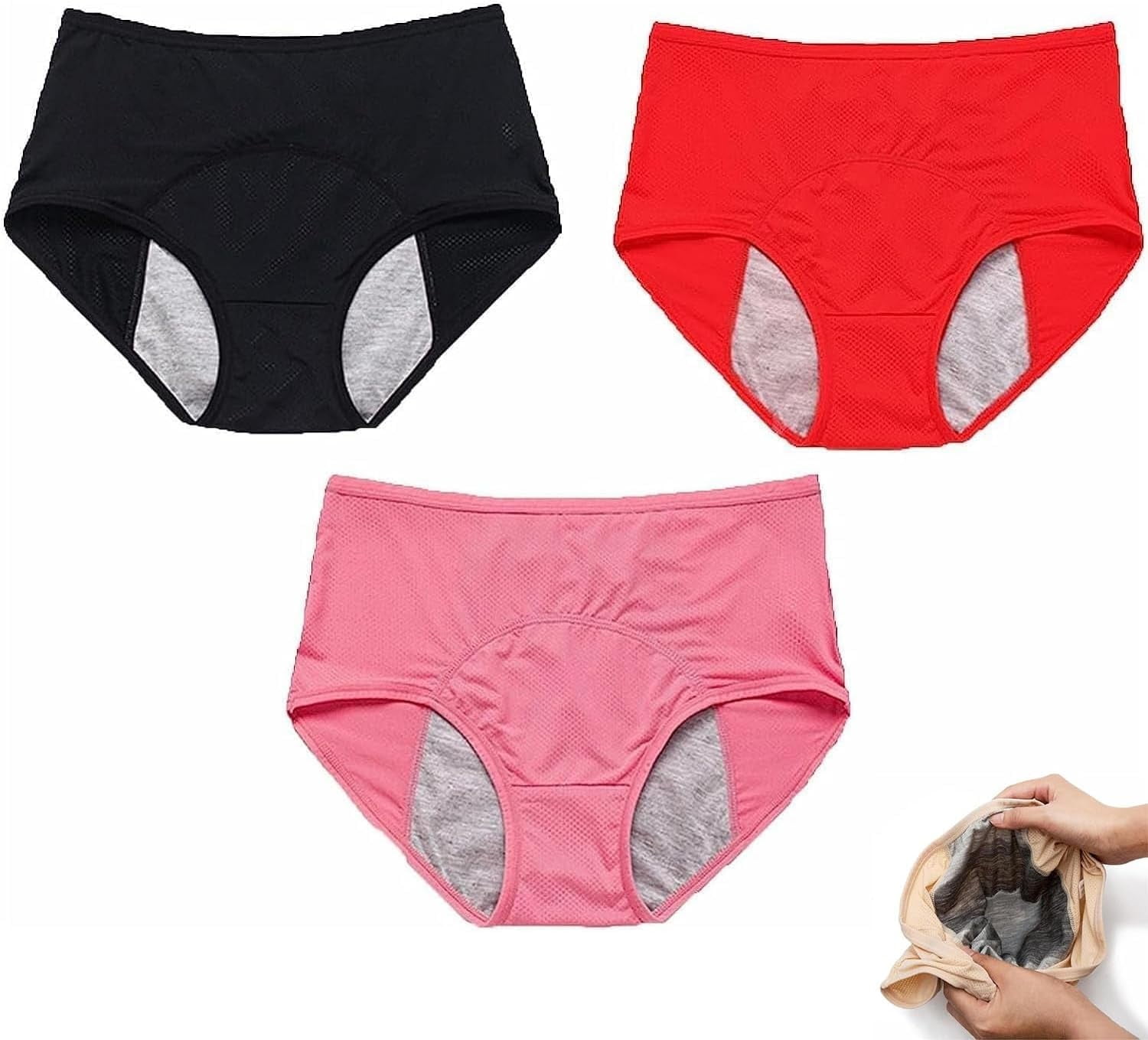3 Pack Leakproof Ladies Underwear - Everdries Leakproof Panties for Over 60#s Incontinence (B ...