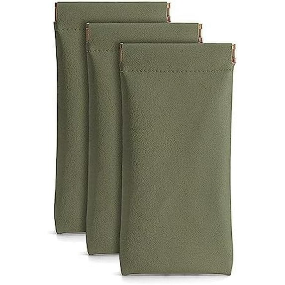 3 Pack Leather Eyeglasses Cases PU Soft Sunglasses Pouch Squeeze Top ...