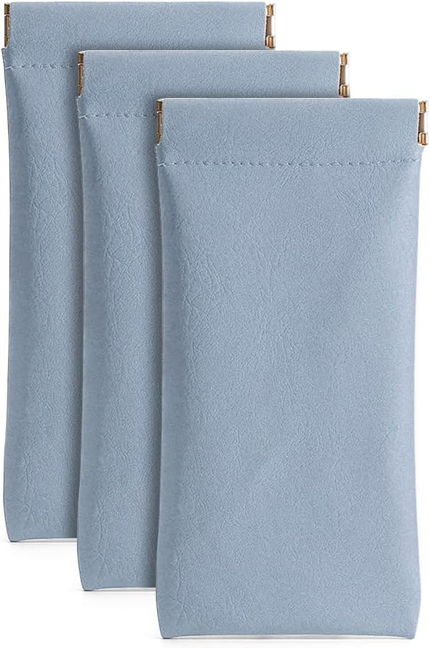 3 Pack Leather Eyeglasses Cases PU Soft Sunglasses Pouch Squeeze Top ...