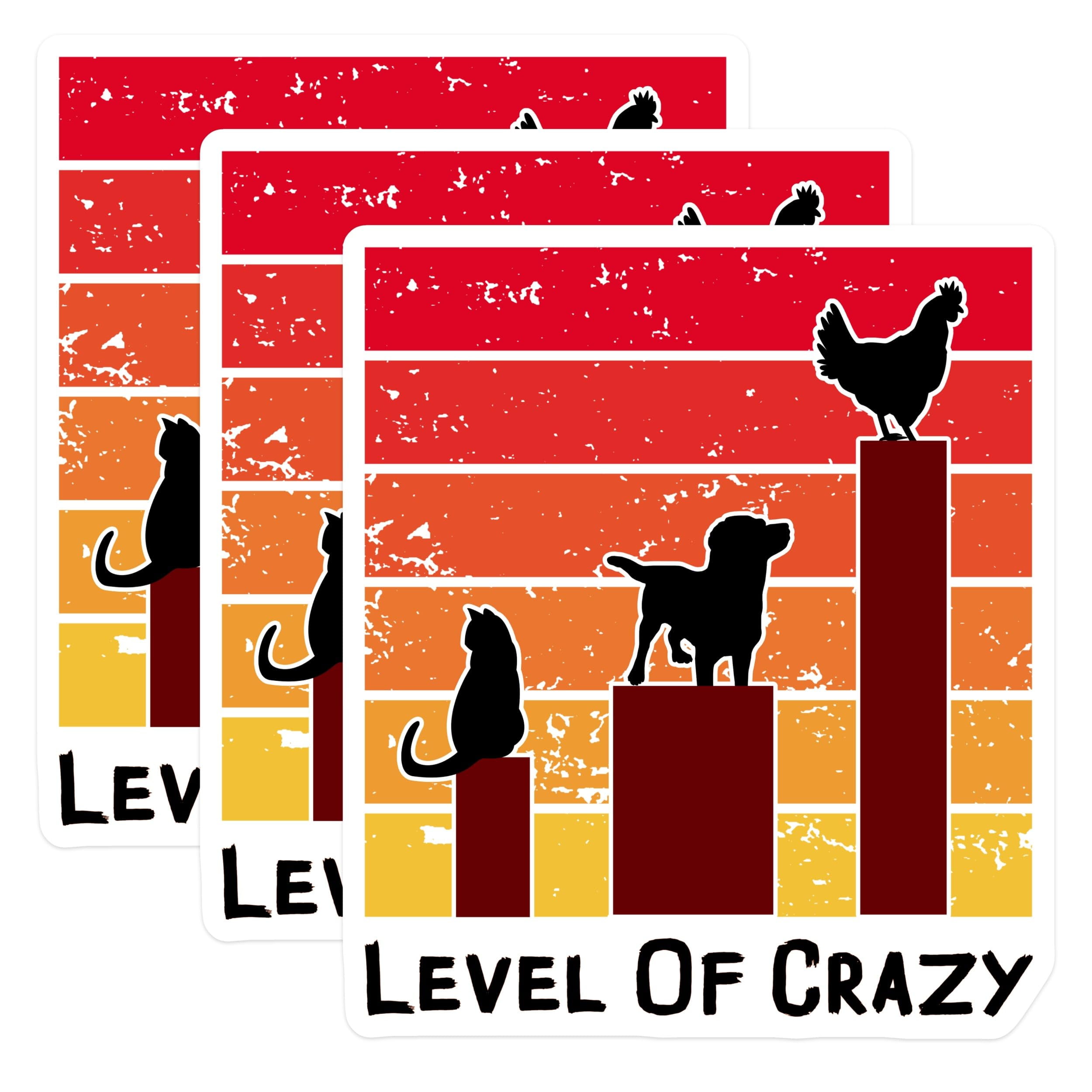 (3 Pack) Level of Crazy Decals - Cat Dog Chicken - Funny Pet Laptop ...